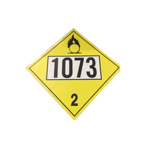 Hazmat Placard Permament Vinyl UN1073 Yellow Oxidizer Graphic, Class 2 ...