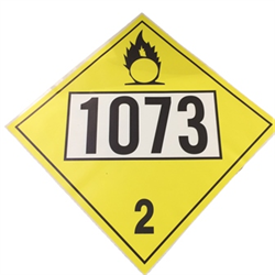 Hazmat Placard Permament Vinyl UN1073 Yellow Oxidizer Graphic, Class 2 ...